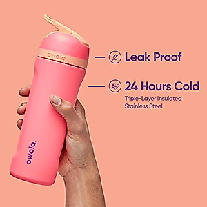Owala Flip Insulated Stainless Steel Water Bottle with Straw for Sports and Travel, BPA-Free, 24-Ounce, Shy Marshmallow