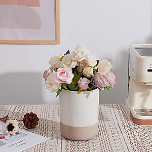 Yangbaga Canisters Sets for Kitchen Countertop-Set of 4 Ceramic Kitchen Canisters Food Storage Jar with Airtight Bamboo Lids & Spoons & Label,Large Flour and Sugar Containers for Serving Ground Coffee