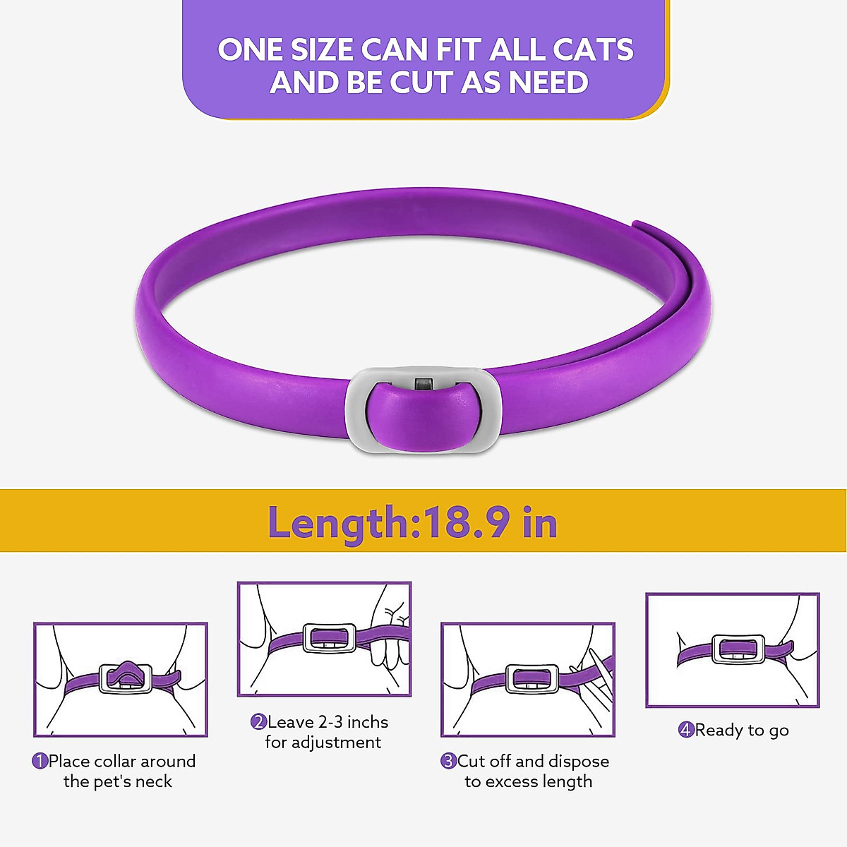 YEUGSCKA 4 Pack Calming Collar for Cats, Relieve Reduce Anxiety Stress, Calming Pheromone Collar for Cats, Cat Pheromone Collar Adjustable for Small, Medium Large Cat
