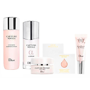 Dior Capture Totale Cell Energy Super Potent Serum, Firming and Wrinkle Rich Creme, Prestige Mask Concentrate Anti-Aging Skincare Gift Set (Travel Sizes)