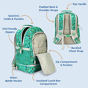 Bentgo Kids 2-in-1 Backpack & Insulated Lunch Bag - Durable 16” Backpack & Lunch Container in Unique Prints for School & Travel - Water Resistant, Padded & Large Compartments (Bug Buddies)