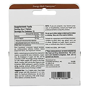 Source Naturals NADH 10mg, Boost Energy and Mental Alertness*, 10mg - 30 Peppermint Lozenges