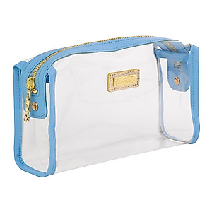 Lilly Pulitzer Clear Zipper Pouch, Cute Pencil Case for Adults, Travel Toiletry Bag, Small Pouch Bag for Supplies, Makeup or Toiletries (Frenchie Blue)