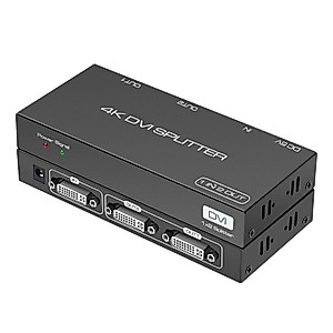 DVI Splitter 1 in 2 Out 2 Port DVI Dual Monitors Distribution Duplicator Video Splitter Support EDID Management Resolution up to 4K30Hz for PC Laptop DVR Projector HDTV