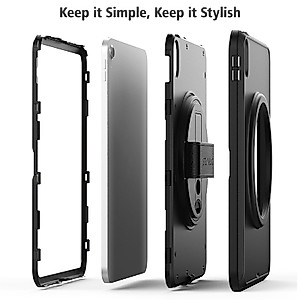 SEYMAC stock Case for iPad 10th Generation 10.9 Inch, Full-Body Case with 360° Rotating Stand & Hand Strap [Pencil Holder] [Touch ID Support] case for iPad 10th Generation 10.9" 2022, Black