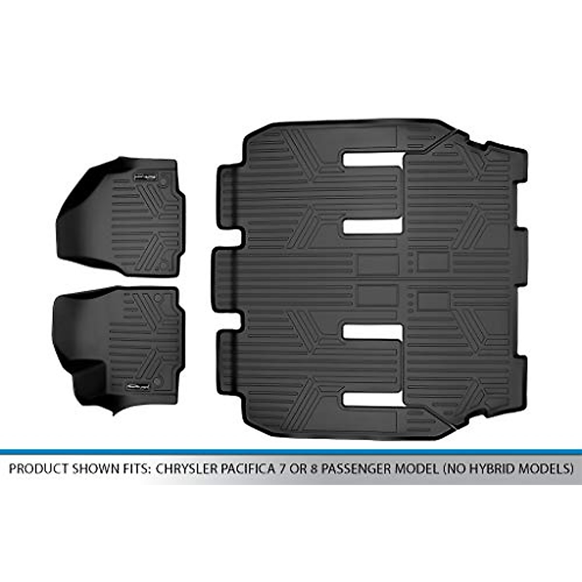 MAXLINER 3 Row Liner Set Black Compatible with 2017-2021 Chrysler Pacifica 7 or 8 Passenger Model (No Hybrid Models) and 2021 Voyager