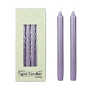 Zest Candle 12-Piece Taper Candles, 10-Inch, Lavender Straight