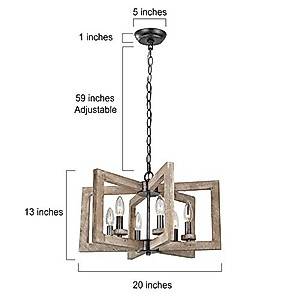 RUZINIU Farmhouse Chandelier for Dining Room, 6-Light Farmhouse Light Fixture for Kitchen Island, 20" Dia