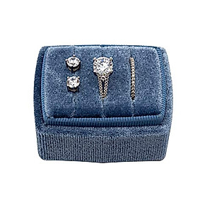 Velvet Ring Box | Ring Holder | Jewelry | Proposal | Wedding | Ceremony | Engagement | Photography | Keepsake | Bridal | Hexagon | Rectangle | Single | Double | Triple | (French Blue Triple)