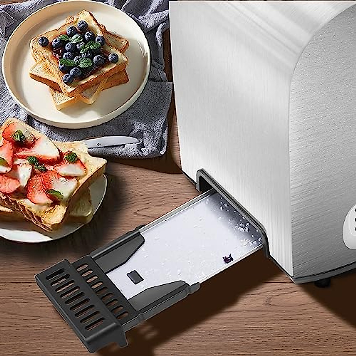 Runnatal 2 Slice Slot Toaster, Stainless Steel, Extra-Wide Slot Toaster with 7 Shade Settings, Silver Metallic