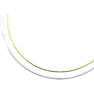 IceCarats 14K Two Tone Gold Reversible 4mm Cubetto Omega Snake Chain Necklace 18 inch