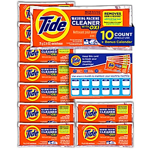 Tide Washing Machine Cleaner, Washer Machine Cleaner with Oxi for Front and Top Loader Washer Machines, Deep Cleaning Residue & Odor Eliminator, 10 Month Supply + Calendar