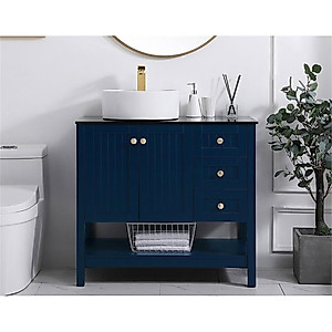Elegant Kitchen and Bath 36 inch Vessel Sink Bathroom Vanity Cabinet - Blue