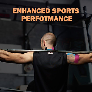 OK TAPE Basic Original Cotton Kinesiology Tape (2 Pack), Elastic Water Resistant Therapeutic Athletic Tape, Latex Free, Pain Relief, Injury Recovery, Uncut K Tape 2in×16.4ft - Black