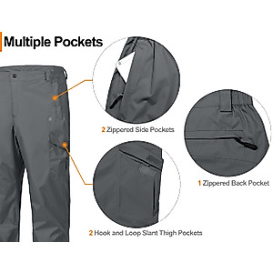 Little Donkey Andy Men's Lightweight Waterproof Rain Pants Breathable Hiking Pant for Outdoor Fishing Steel Gray S