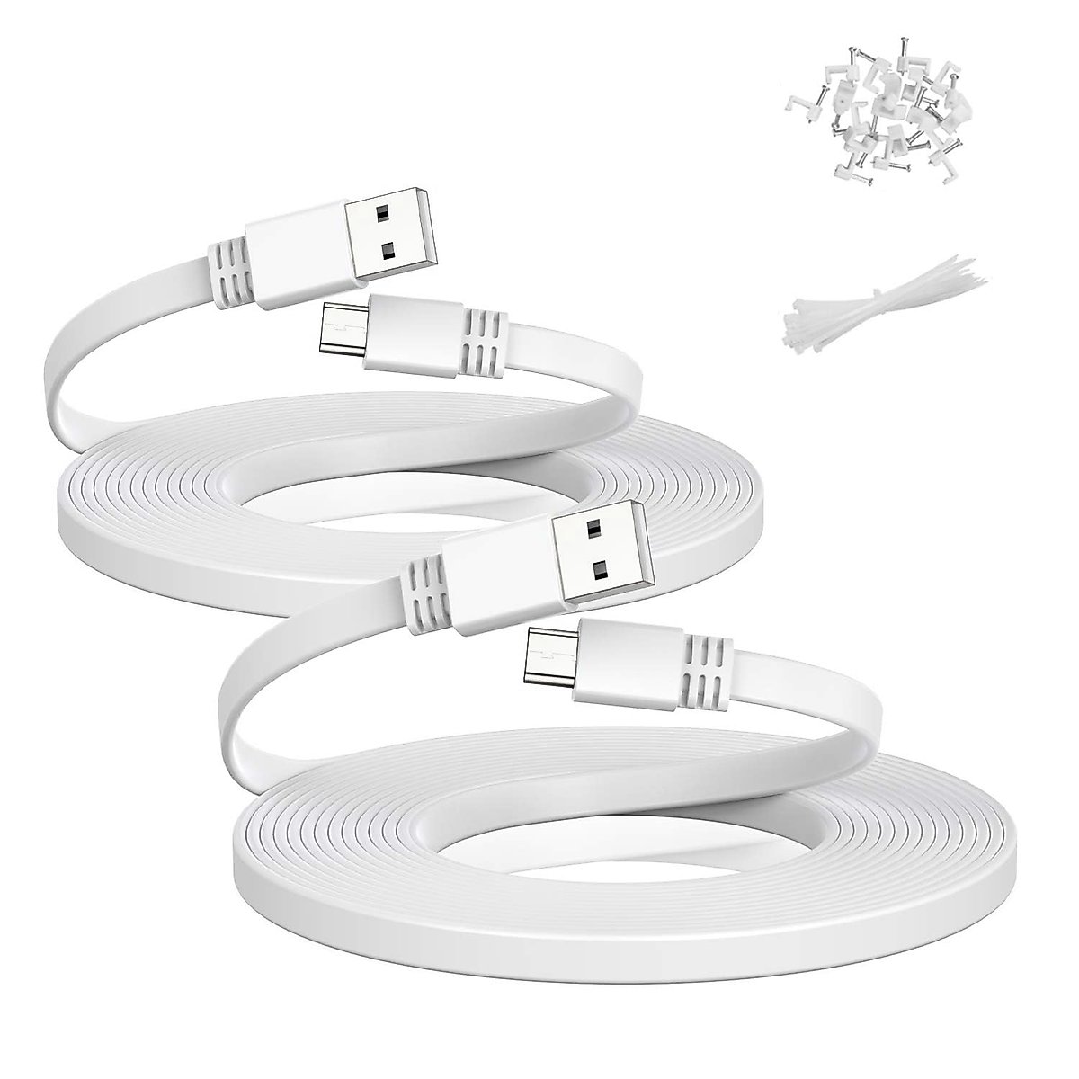 Itramax Micro USB Power Cable 30 FT (2 Pack),Flat Micro USB Charging Power Cord,Charger for Wyze Cam V3 V4,Yi,Nest Cam,Blink Mini XT XT2 Outdoor 3rd Camera,Arlo Q,Zmodo,Netvue,Xbox Controller,25
