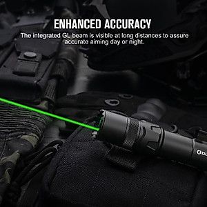 OLIGHT Odin GL M 1500 Lumens MLOK Mount Rechargeable Tactical Flashlight with Green Beam and White LED Combo, Removable Slide Rail Mount and Dual-Button Remote Pressure Switch (Black)