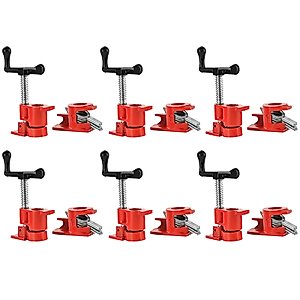 FLKQC Wood Gluing Pipe Clamp Set, Heavy Duty Cast Iron Quick Release Pipe Clamps for Woodworking, Pipe Clamps Quick Release for Woodworking, Carpentry, Home Improvement, and DIY Projects (6, 3/4")