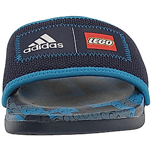 adidas Unisex Adilette Comfort Slides Sandal, Dark Blue/Chalk White/Blue Rush, 14 Women/13 Men