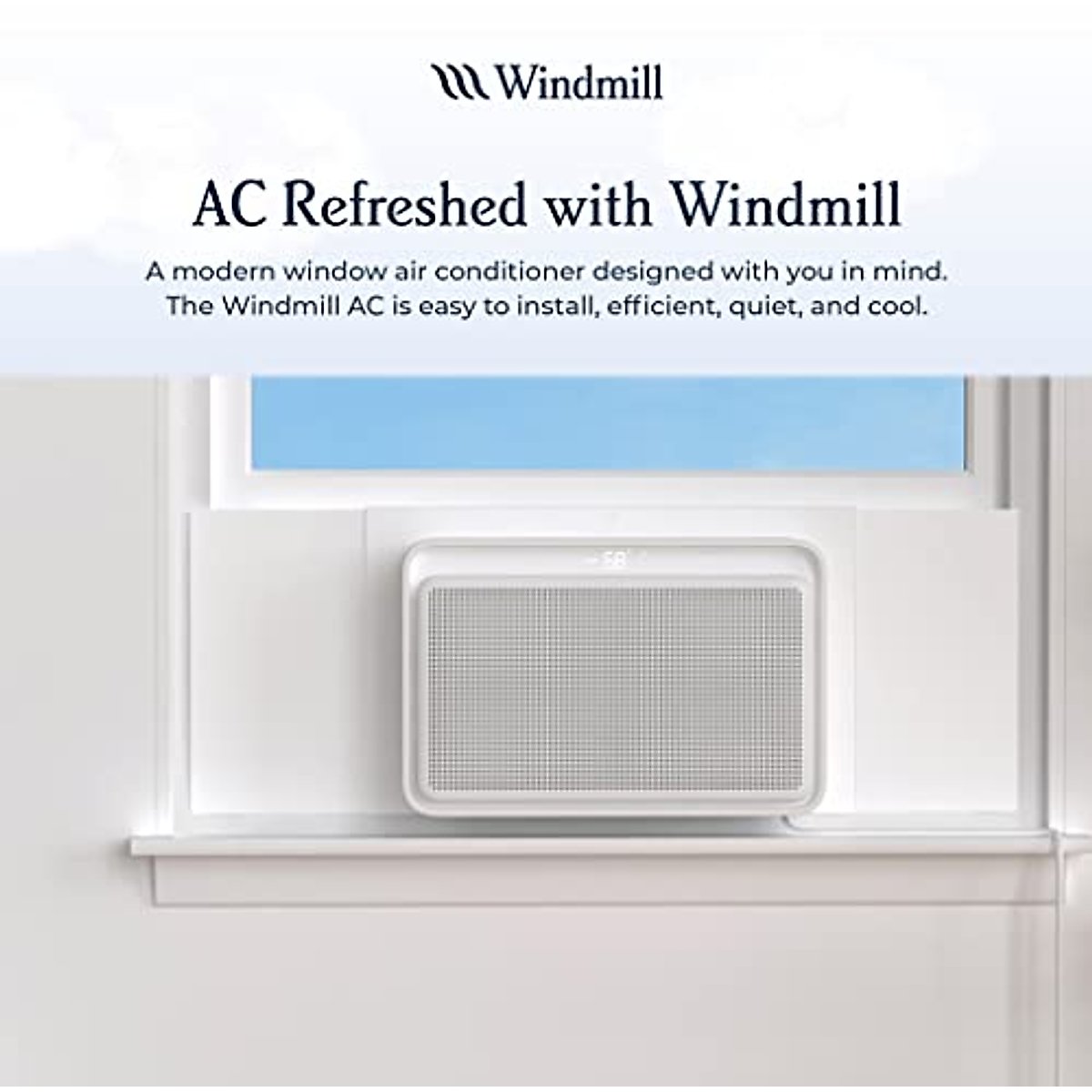 Windmill Air Conditioner Smart Home AC Unit - Easy to Install, Quiet, and Energy Efficient - Side Insulation - Auto-Dimming LED Display - App and Voice-Enabled - 6000 BTU - Designed in the USA