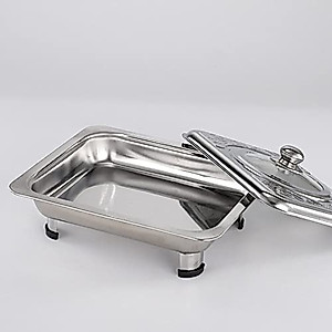 Angoily Dish Tray Chafing Dish Stainless Steel Buffet Pan with Lid Chafer Bowl Rectangular Serving Bowl Canteen Basin with Cover For Weddings Parties Banquets Catering Events Food Warmer