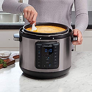 Crock-Pot 8-Quart Multi-Use XL Express Crock Programmable Slow Cooker and Pressure Cooker with Manual Pressure, Boil & Simmer, Black Stainless