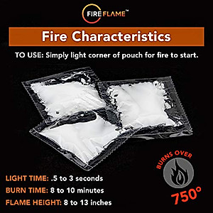 FireFlame Quick Instant Fire Starter - 100% Waterproof All-Purpose Indoor & Outdoor FireStarter, for Charcoal Starter, Campfire, Fireplace, Firepit, Smoker - Odorless and Non-Toxic - 20 Pouches in Bag