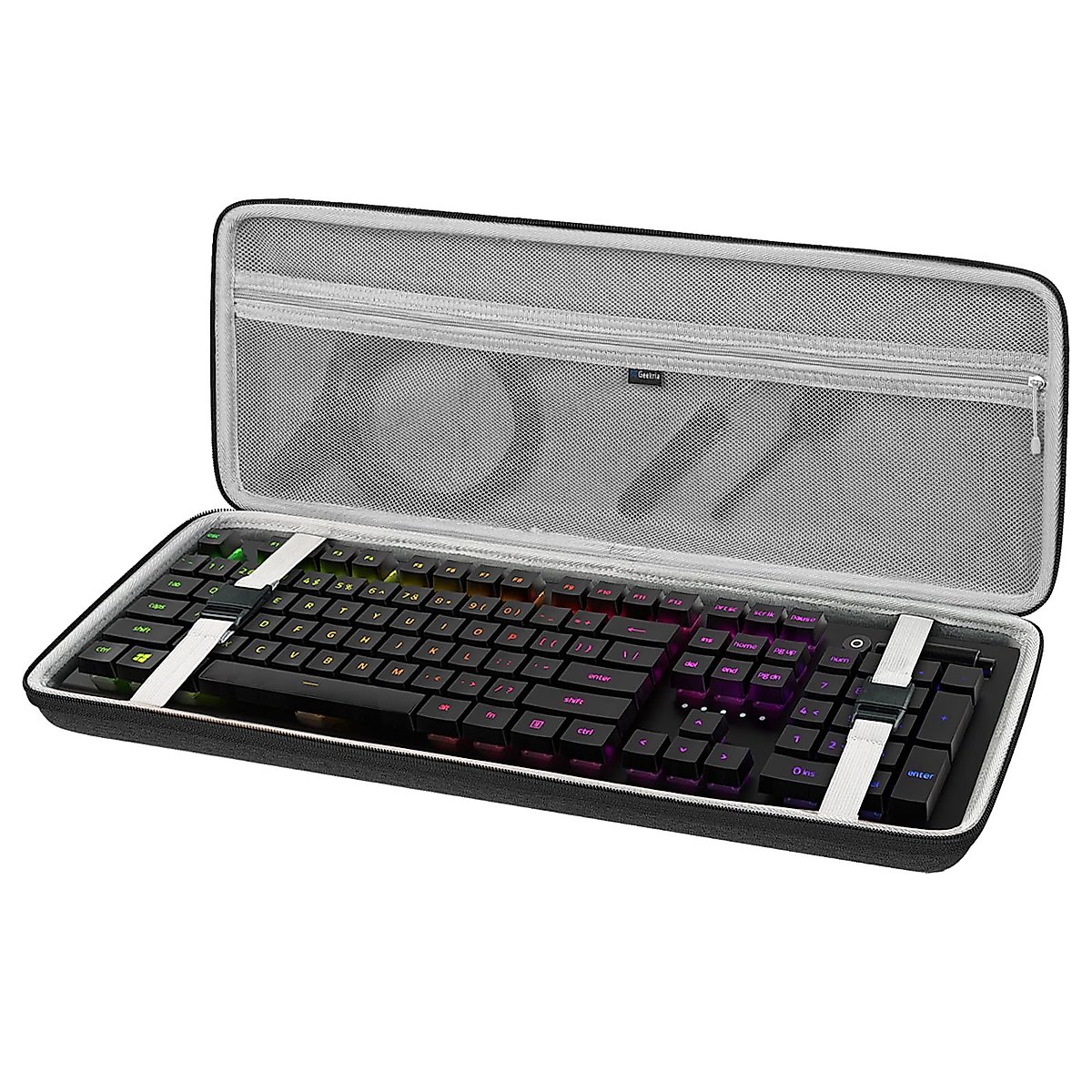 GEEKRIA Full Size Keyboard Case, Hard Shell Travel Carrying Bag for 108 Key Computer Mechanical Gaming Keyboard Compatible with Razer BlackWidow V3 Mechanical Gaming, Ornata Chroma Gaming