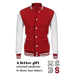 COOFANDY Men's College Varsity Jacket Lightweight Baseball Jackets Football Letterman Jacket