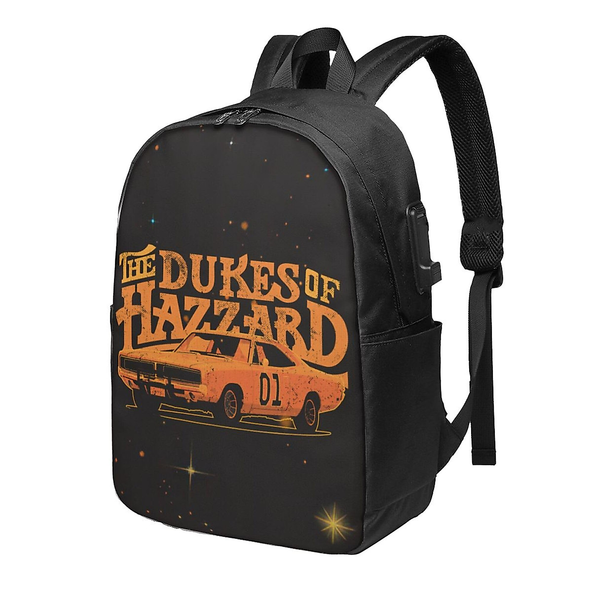 QDUqgTRds The Action Dukes Comedy Of TV Hazzard Backpack,Unisex Basic Book Bags-External Usb Interface,Earphone Cable Interface,Label-Computer Backpacks Suitable for Laptop