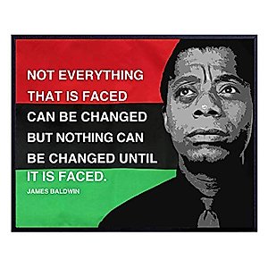 James Baldwin Quote, Black Leaders Inspirational Wall Art Print - 8x10 Civil Rights Home Decor, Classroom Decoration on African American Flag - Gift for Teacher, Black History Month - Unframed Poster