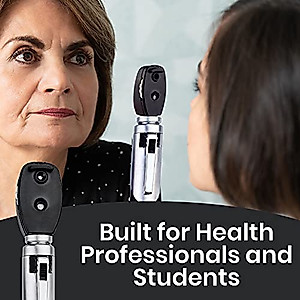 Zyrev Otoscope Ophthalmoscope Duplex Set - Multi-Function Otoscope/Opthalmoscope for Ear & Eye Examination - Includes Portable Tortoise Shell Case (Black)