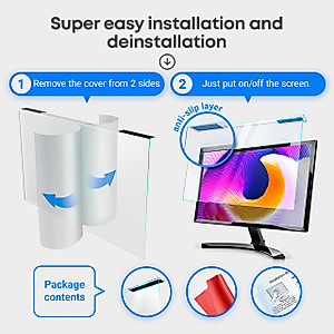 Universal Blue Light Blocking Screen Protector Panel for 23, 23.6, 23.8, 24 inch Diagonal LED PC Monitor Anti-UV Eye Protection Filter Film - Widescreen Monitor Frame Hanging Type (W 21.2" X H 13.4")