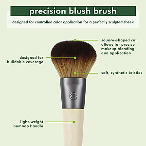 EcoTools Precision Blush Makeup Brush, Cheek Blush Brush, For Loose or Pressed Powder, Also Works With Bronzer, Eco-Friendly Face Makeup Brush, Vegan & Cruelty-Free, Synthetic Bristles, 1 Count