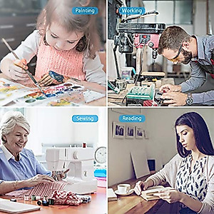 TROND LED Desk Lamp with Clamp, 3-Level Dimmable Desk Light 6000K Daylight, Table Lamp Extra-Long Flexible Gooseneck, Eye-Care Clamp Lamp for Painting, Workbench, Reading or Sewing, 9W, Black