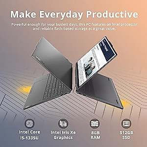 Lenovo Yoga 7i 2-in-1 360° 16" WUXGA Touchscreen Laptop, Intel Core-i5 1335U, 8GB RAM, 512GB PCIe SSD, Backlit Keyboard, Fingerprint Reader, Win 11, Storm Grey, 32GB Snowbell USB Card