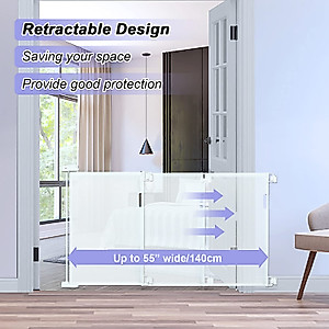 Mesh Retractable Gates for Babies and Pets, PRObebi Safety Baby Gate for Indoor/Outdoor/Stairs/Doorways/Deck/Banisters (130cm/52 inch)