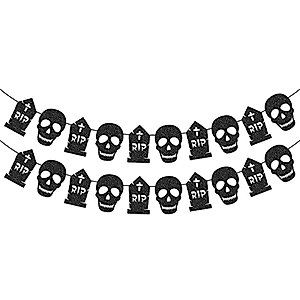 Skull and Tombstone Garland Banner for Death to My 20s Birthday Party Decorations Gothic Bachelorette Party Gothic Wedding Decorations