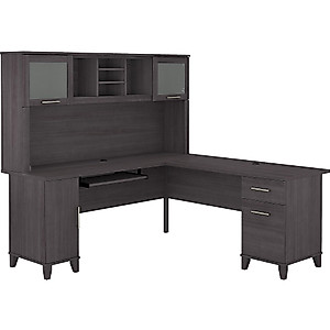 Bush SET001SG Somerset 72-Inch W L-Shaped Desk with Hutch, Storm Gray