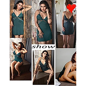 Avidlove Lingerie for Women Sexy Nightgowns Lace Babydoll Sleepwear Nightie Dark Green Medium