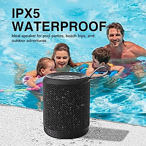 MEGATEK Portable Bluetooth Speaker, Loud HD Sound and Well-Defined Bass, IPX5 Waterproof, up to 10 Hours of Play, Aux Input, Wireless Speaker with Clip for Home, Outdoor and Travel (Black)