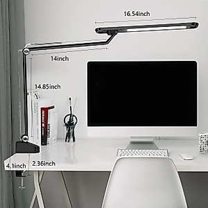 Weliry LED Desk Lamp Architect Task Lamp LED Clamp Table Lamp Eye Caring Dimmable Lamps 5 Color Modes 4 Brightness Levels(Touch Control Angle Adjustment Great for Study Reading Work Task/Office)