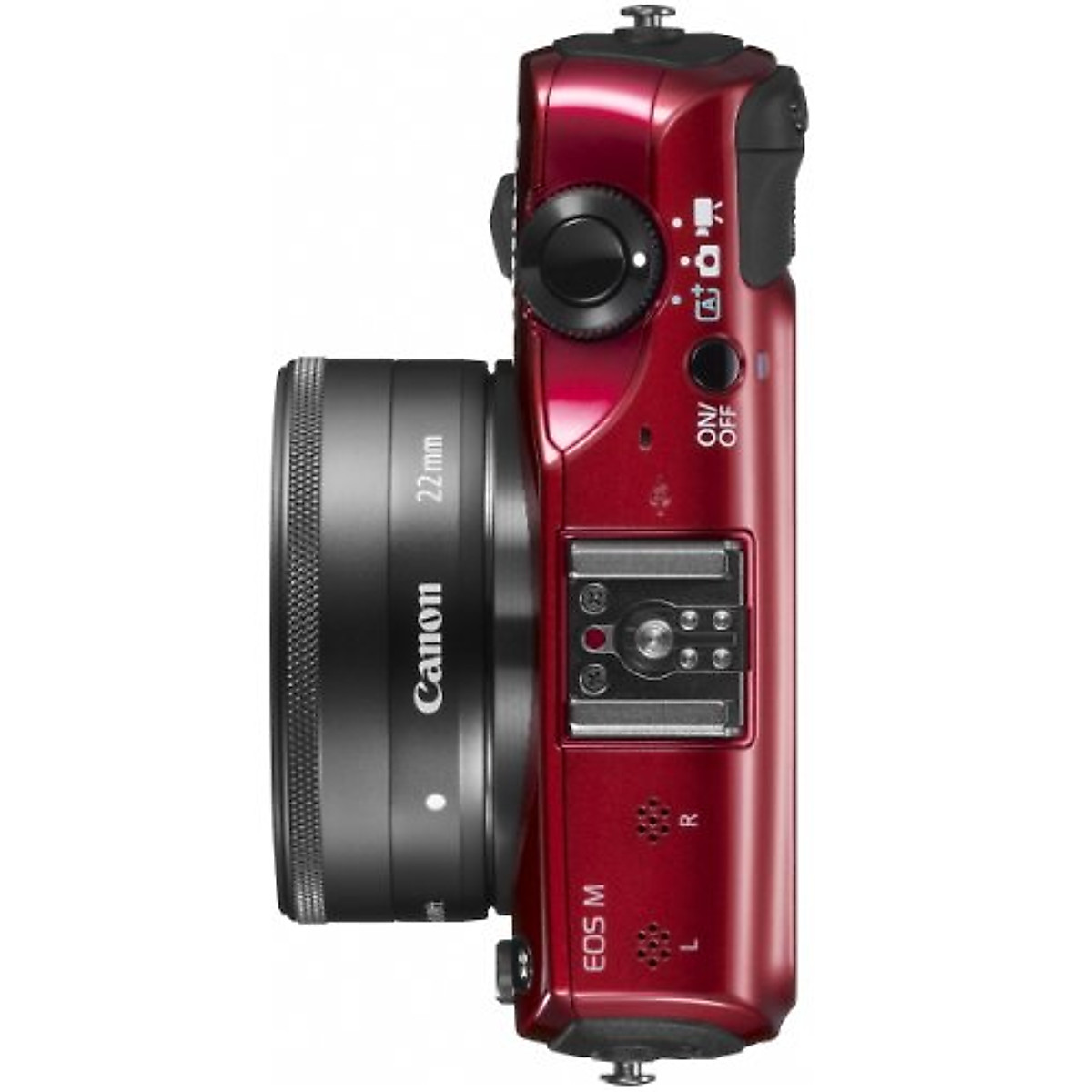 Canon EOS-M Mirrorless Digital Camera With EF-M 18-55MM, 22Mm STM Lenses with 90EX Flash with Mount Adapter EF-EOS M (Red) - International Version (No Warranty)