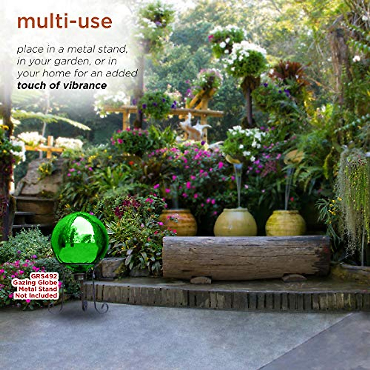 Alpine Corporation GLB292GN Gazing Globe, 10"L x 10"W x 12"H, Green