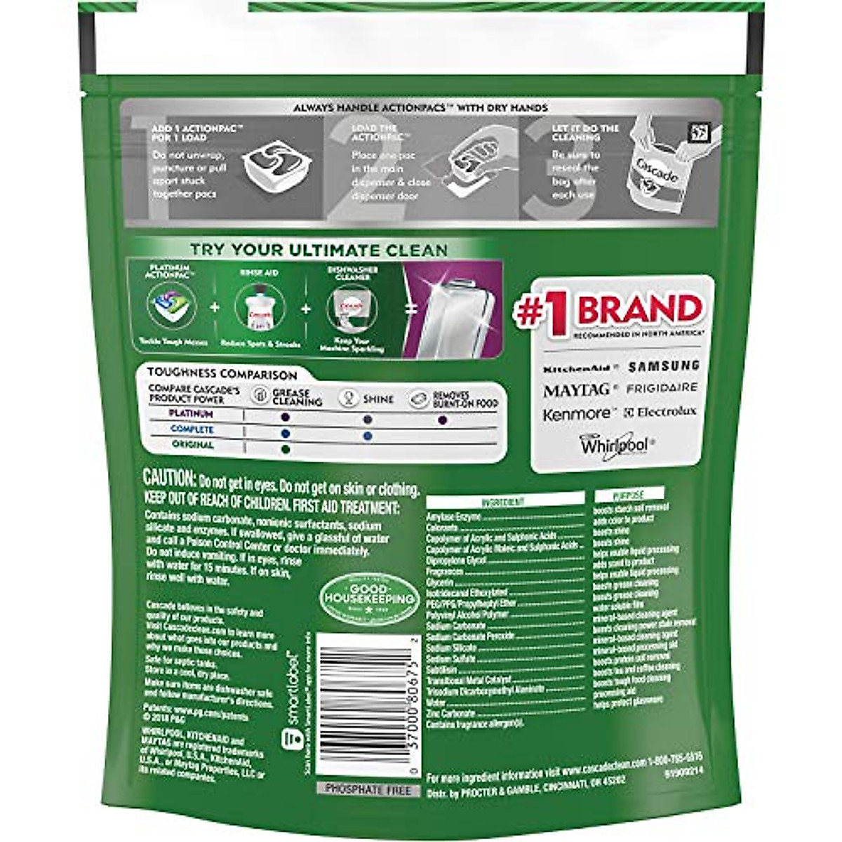 Cascade ActionPacs Dishwasher Detergent Fresh Scent, 25 ct