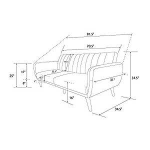 Novogratz Brittany Sofa Futon, Premium Linen Upholstery and Wooden Legs, Green Linen