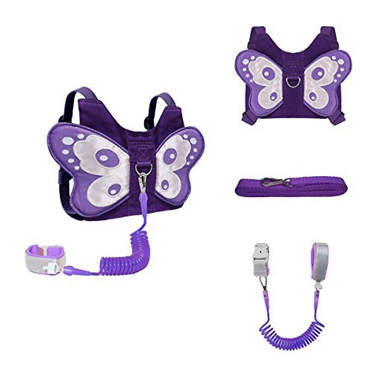 Toddler Kids Leash Butterfly Harness Wrist Child Toddlers Leashes Safety Walking Wrist for Kid Girls Boys (Purple)