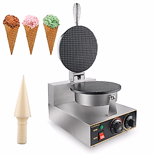 Commercial Waffle Cone Maker Ice Cream Cone Machine 1200W Non Stick Coating Timer and Temperature Control Use for Home Restaurant Dessert Station Hotel Bakery Gift