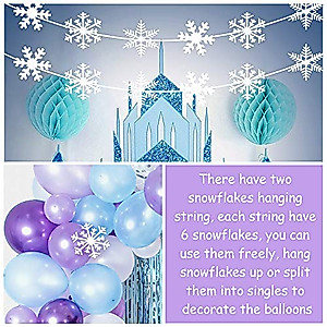 CHRORINE Girl Birthday Party Decorations Supplies, Blue Party Decorations, Snowflake Decorations, 109 pcs Balloons, 2 pcs Blue Foil Curtains, Maple Leaves, Snowflakes