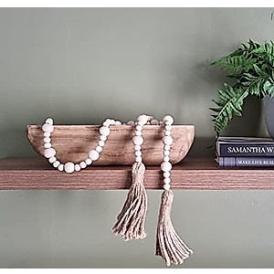 Warm Toast Designs - Wooden Dough Bowl with Stylish Wooden Bead Garland - Dough Bowls for Decor - Wooden Bowls for Decor Make a Beautiful Addition to your Home